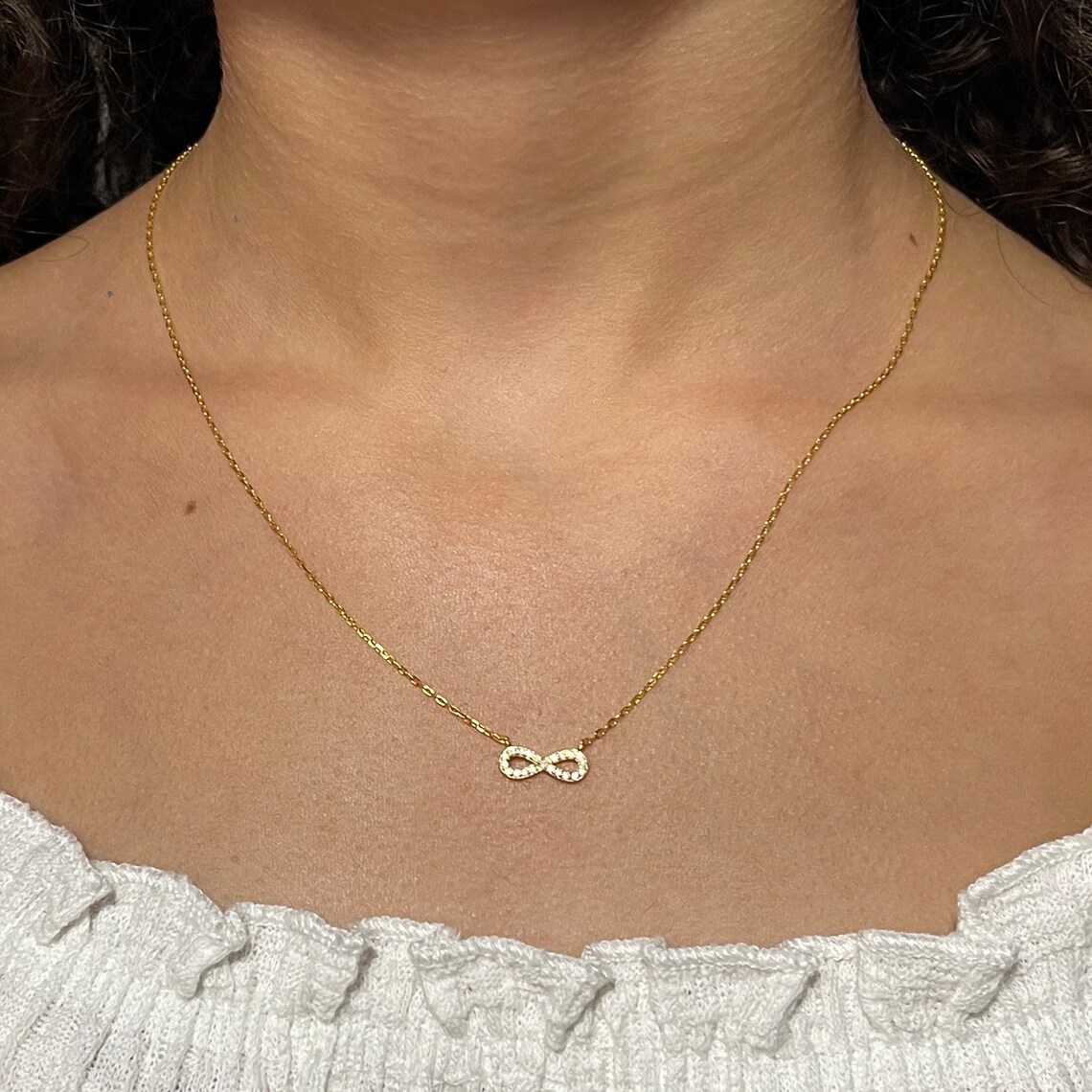 18K Gold Infinity Necklace, 925 Sterling Silver Infinite Love Necklace ...
