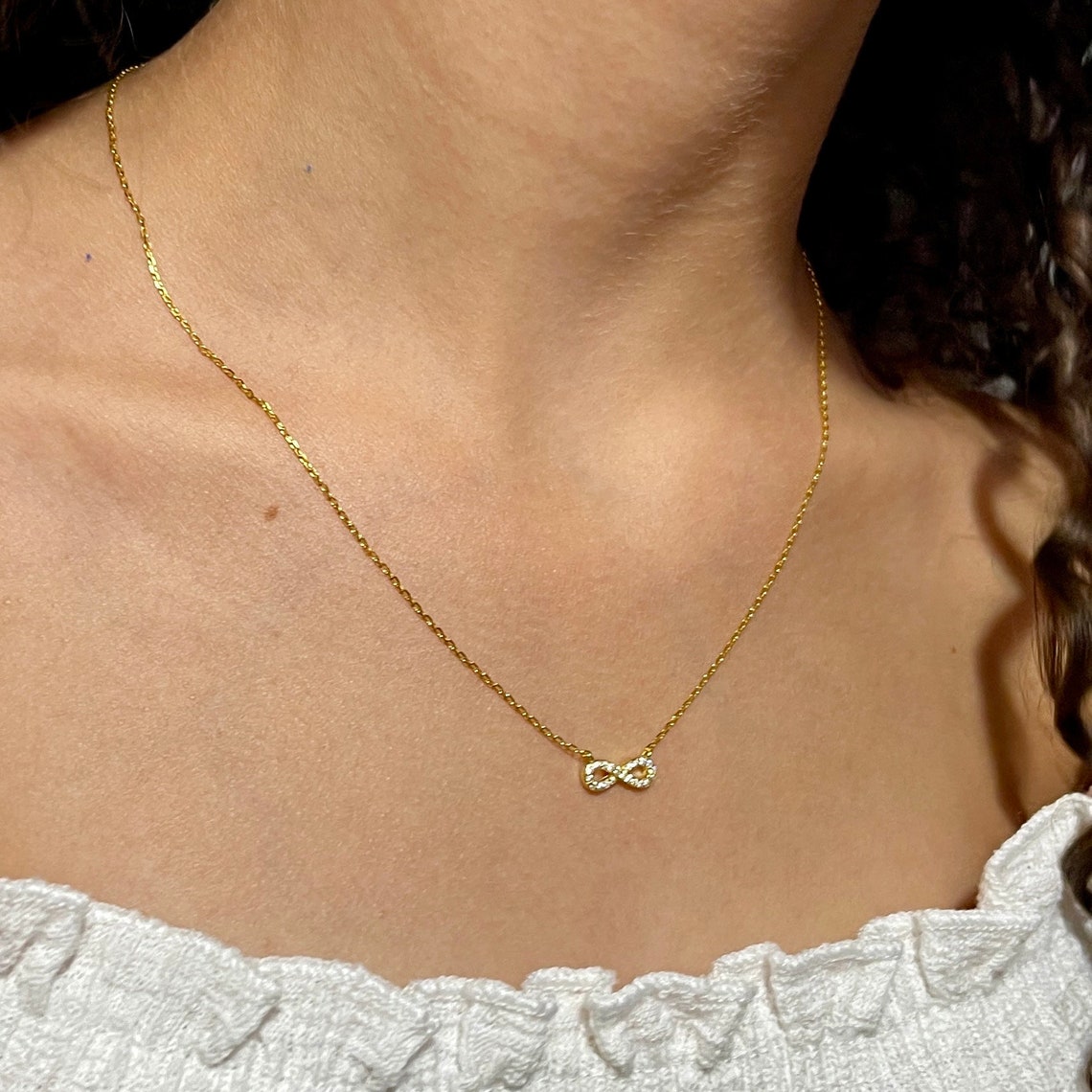 18K Gold Infinity Necklace, 925 Sterling Silver Infinite Love Necklace ...
