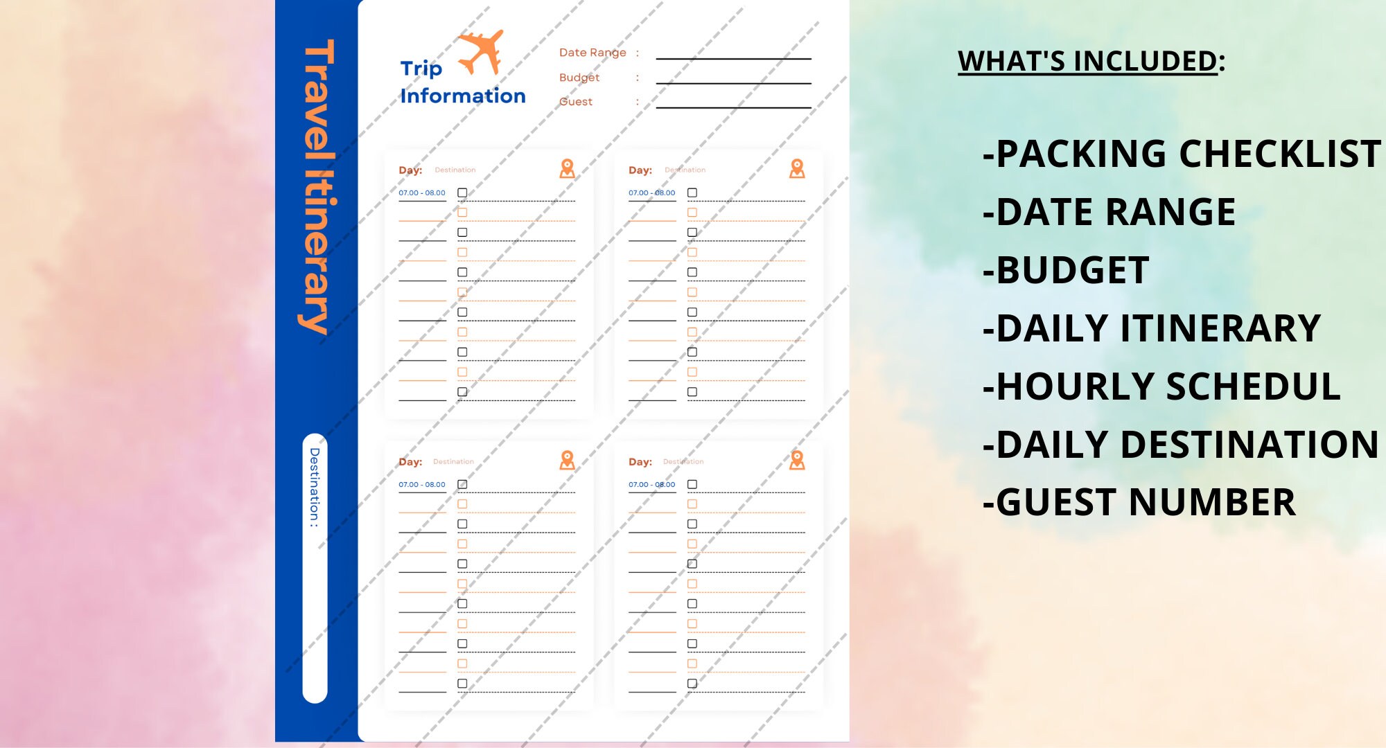 Travel Itinerary & Packing List Printable Travel Planner Trip Organizer ...