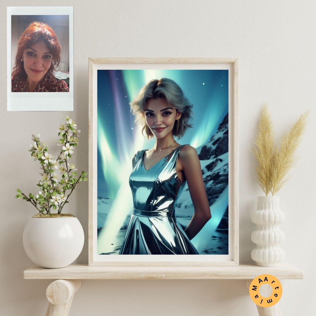 Custom Aurora Borealis Digital Portrait From Photos, Personalized ...