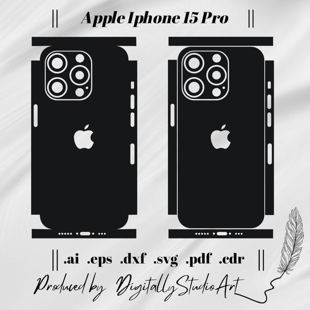 IPhone 15 Pro Skin Template, Vector Cut File, Vinyl Wrap Cutting ...