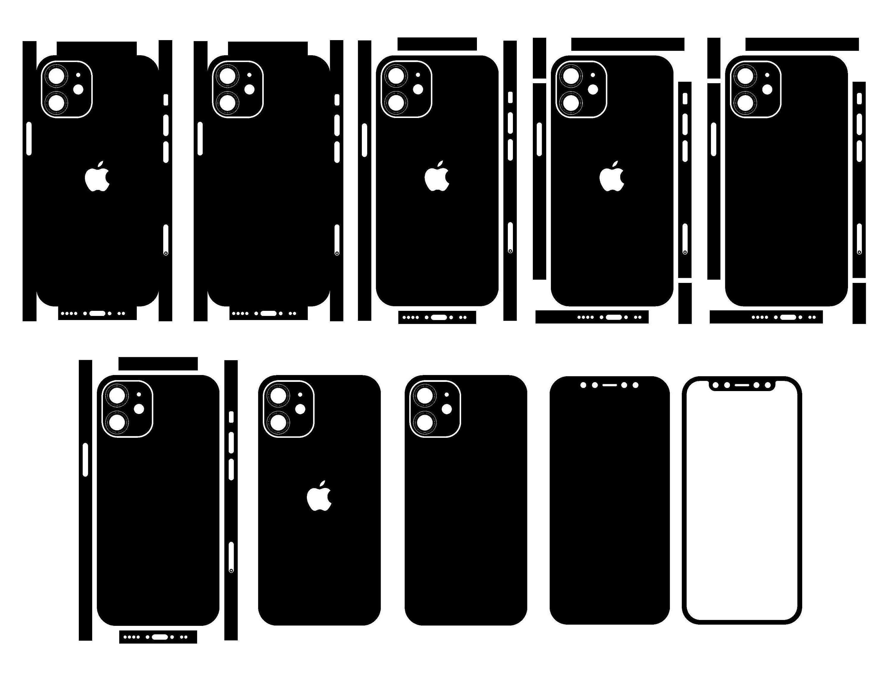 IPhone 12 Mini Skin Template, Vector Cut File, Vinyl Wrap Cutting ...