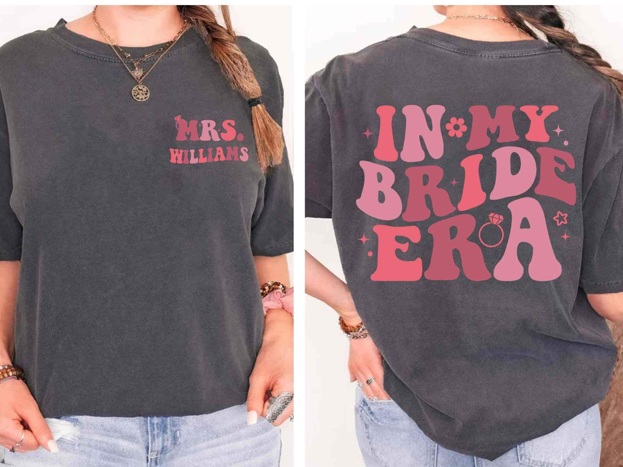 Personalized Bride Shirt, in My Bride Era Shirt, Personalized Mrs ...