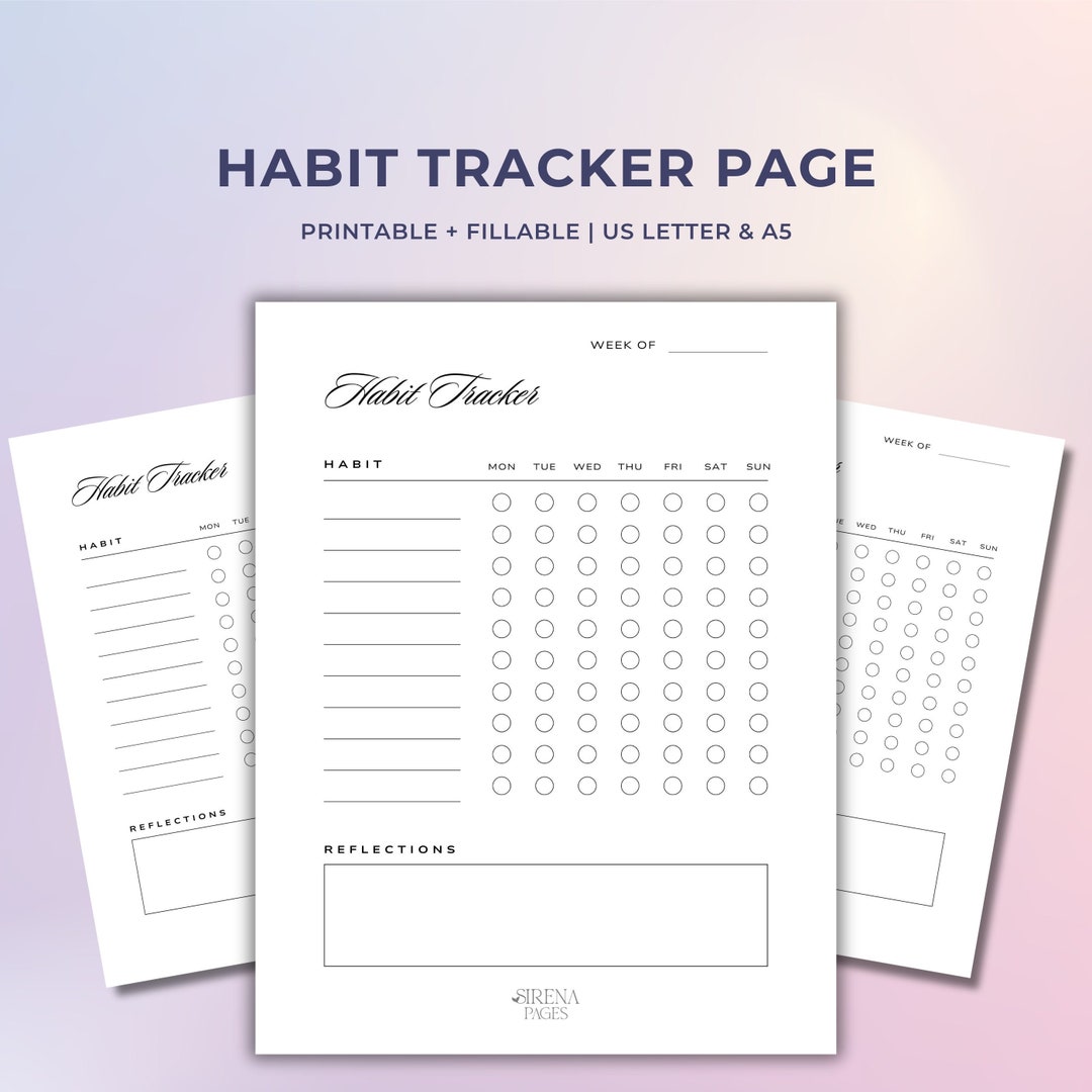 Weekly Habit Tracker Printable Habit Tracker Weekly Planner - Etsy