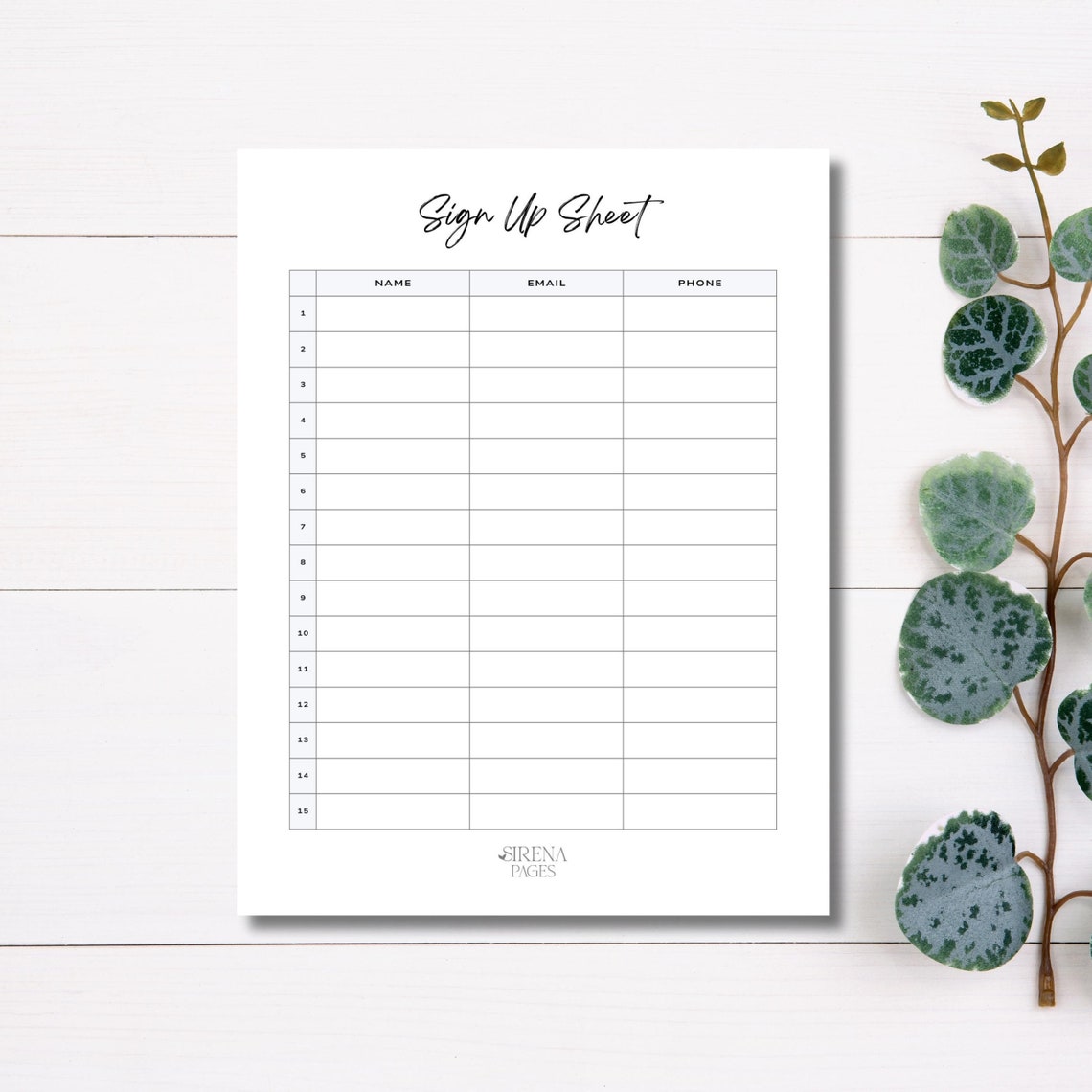 Sign up Sheet Printable Sign up Sheet Template, Printable Sign up Form ...