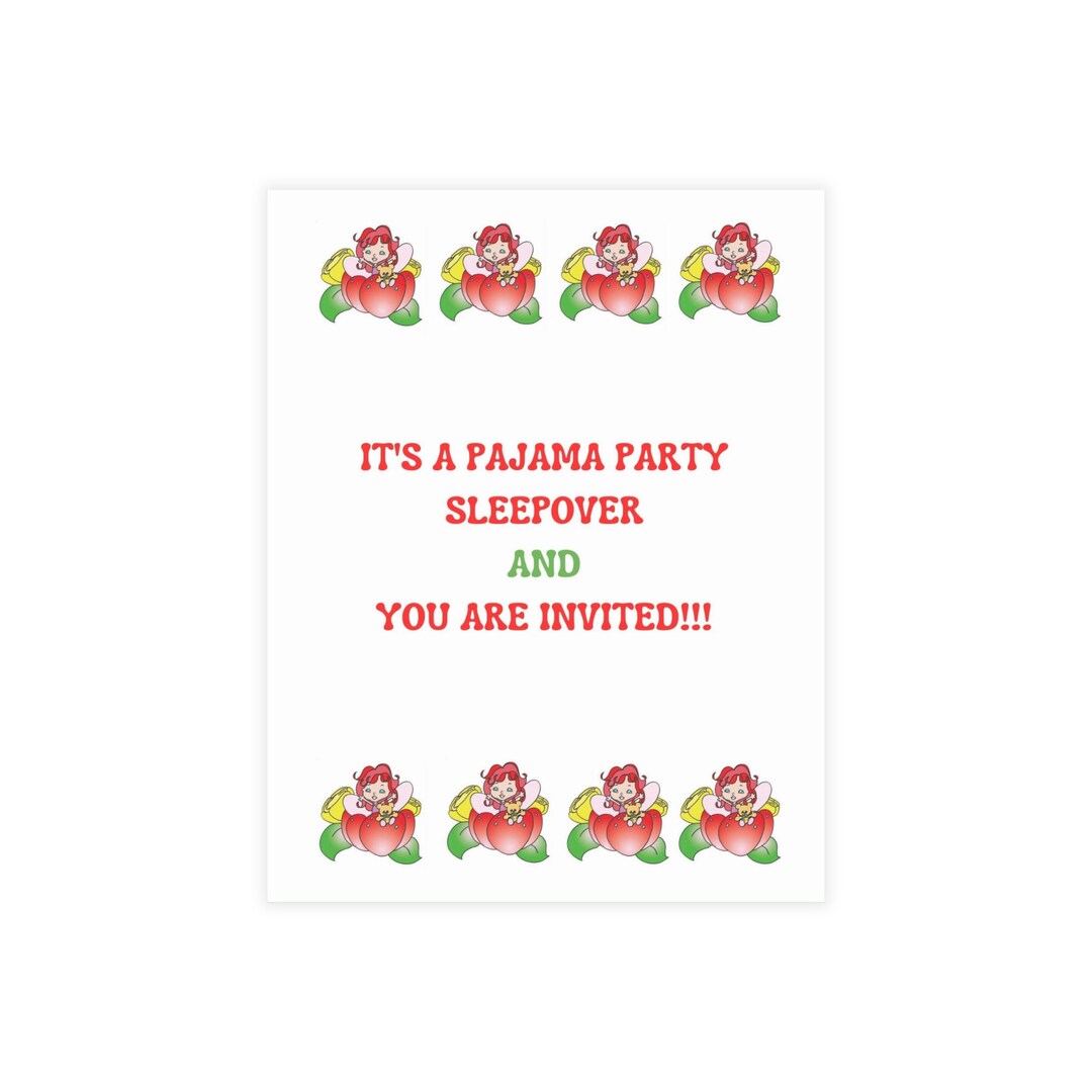 Pajama Party Invitations envelopes Included Featuring Pink - Etsy