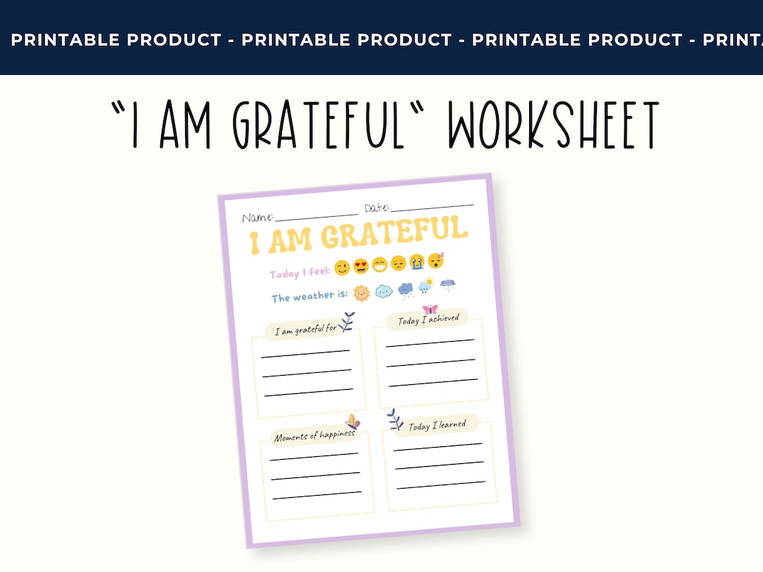 The 'I Am Grateful' Worksheet for Elementary Kids - Cultivate a ...