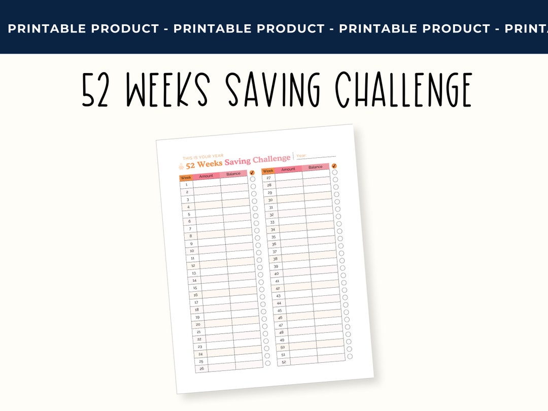 52 Week Money Saving Challenge Savings Challenge Financial Tracking