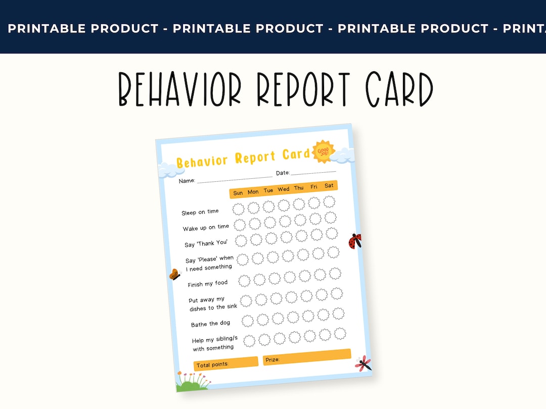 Behavior Report Card - Etsy