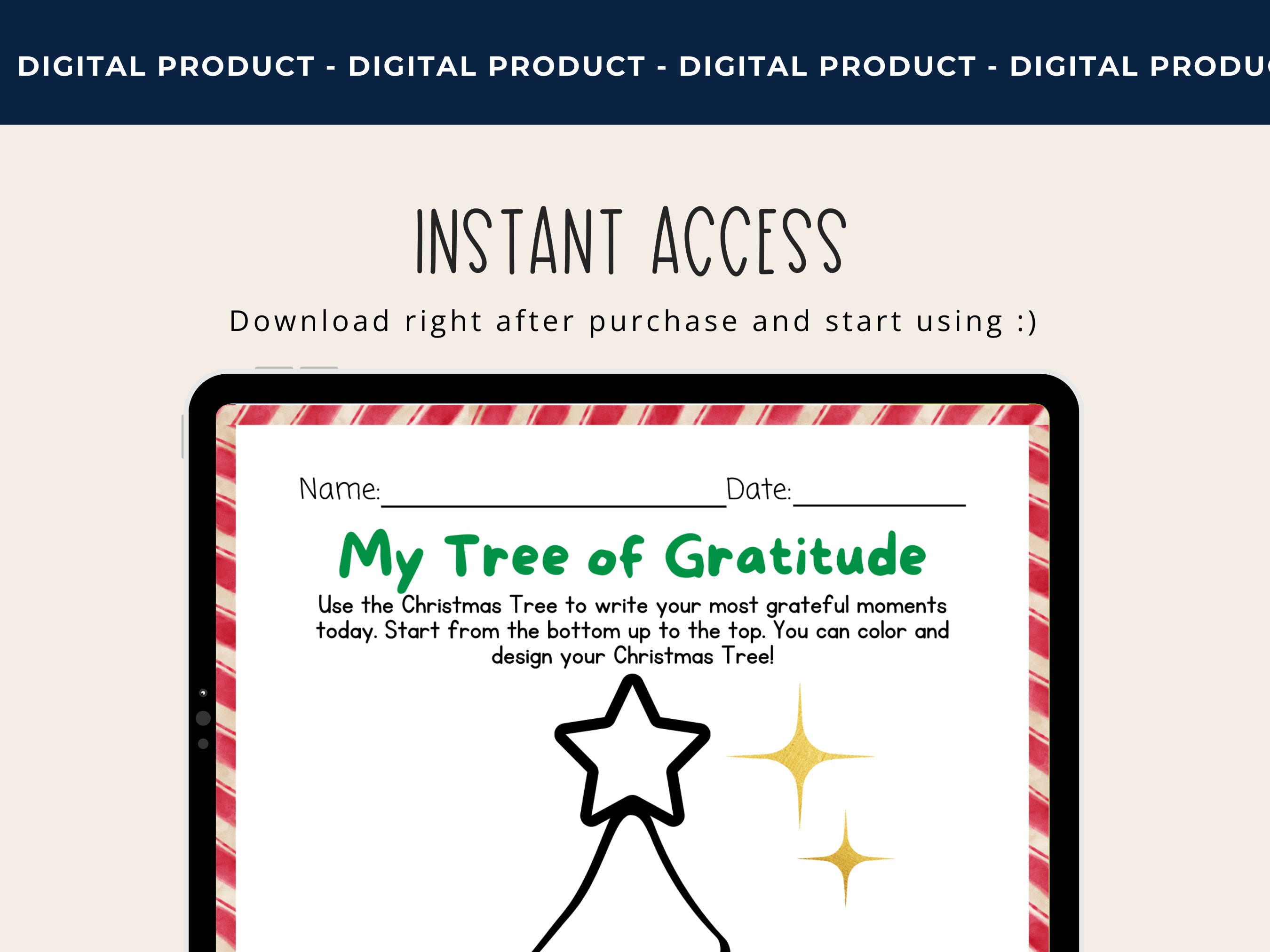 Christmas Gratitude Tree Worksheet - Etsy