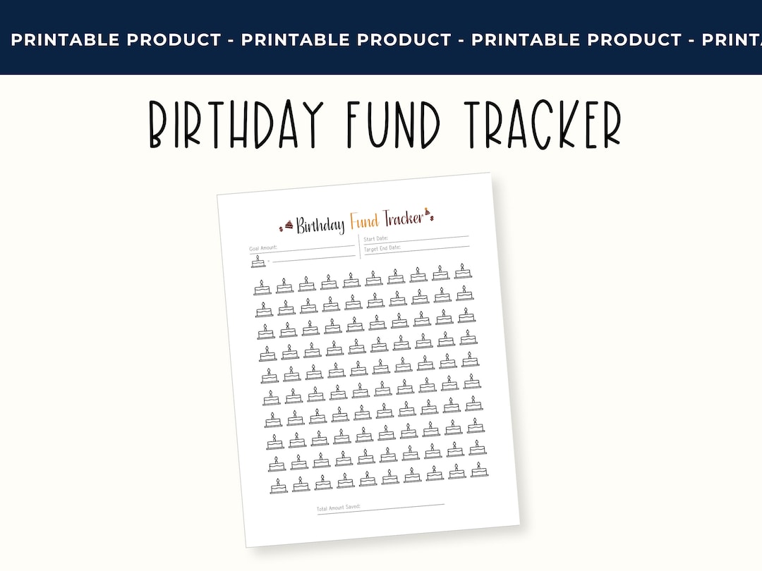 Birthday Fund Tracker Savings Tracker Birthday Spending - Etsy