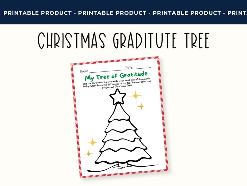 Christmas Gratitude Tree Worksheet - Etsy