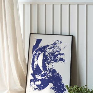 Set of 5 Digital Posters in Blue Color, Wall Print Set, Printable Wall ...