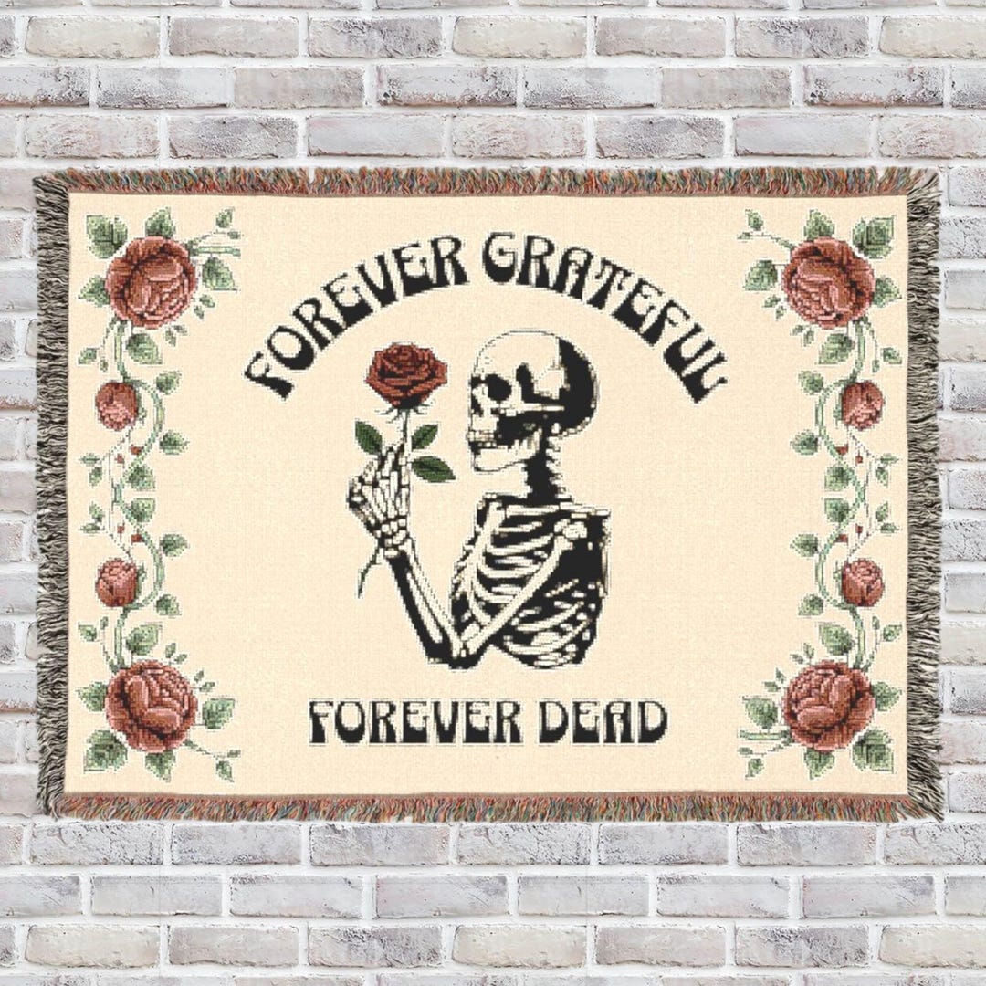Grateful Dead Inspired Skeleton Woven Blanket, 52"x 37", Jam Band Lover ...