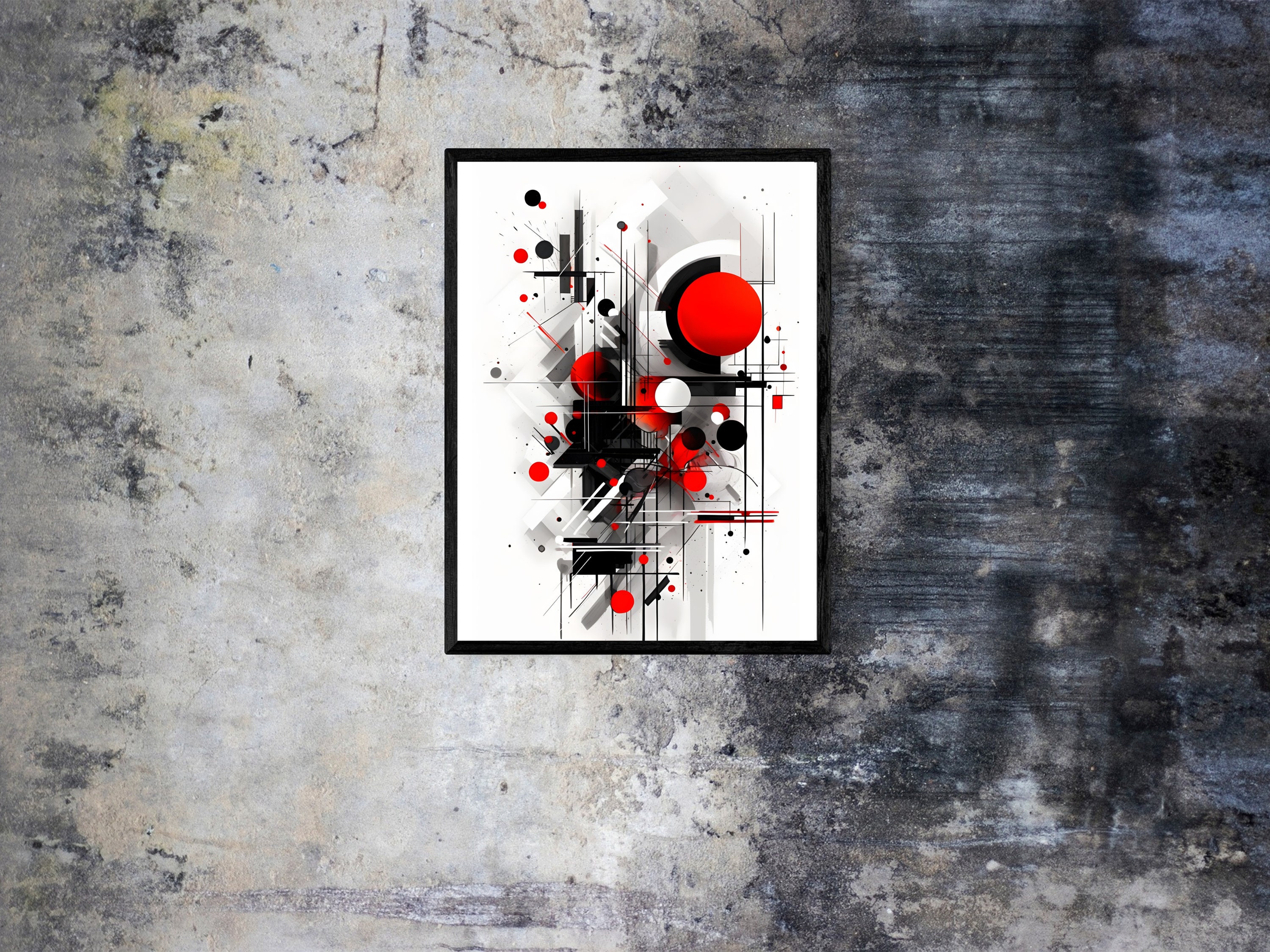 Red, Black and White Abstract Art, Red, Black and White Abstract, Red ...