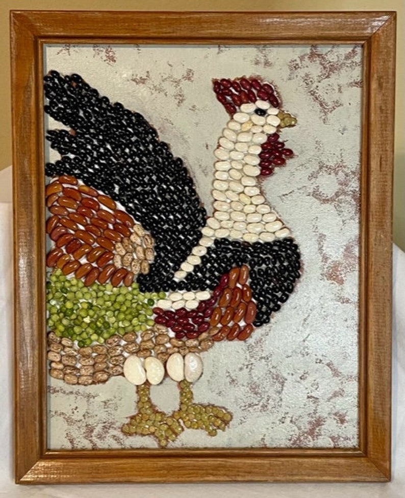 Mr. Rooster Bean Art - Etsy