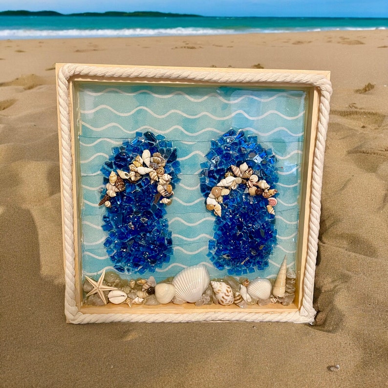 Epoxy Resin Fire Glass Beach Flip Flop Art - Etsy
