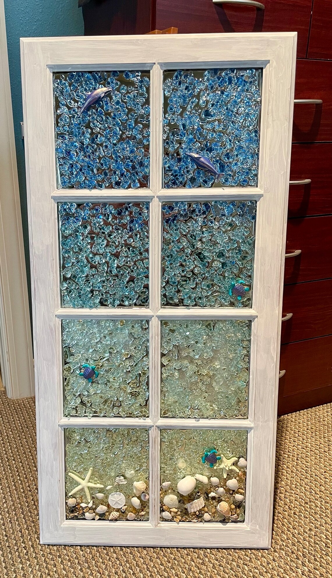 Fire Glass Beach Ocean Scene Resin Wall Art - Etsy