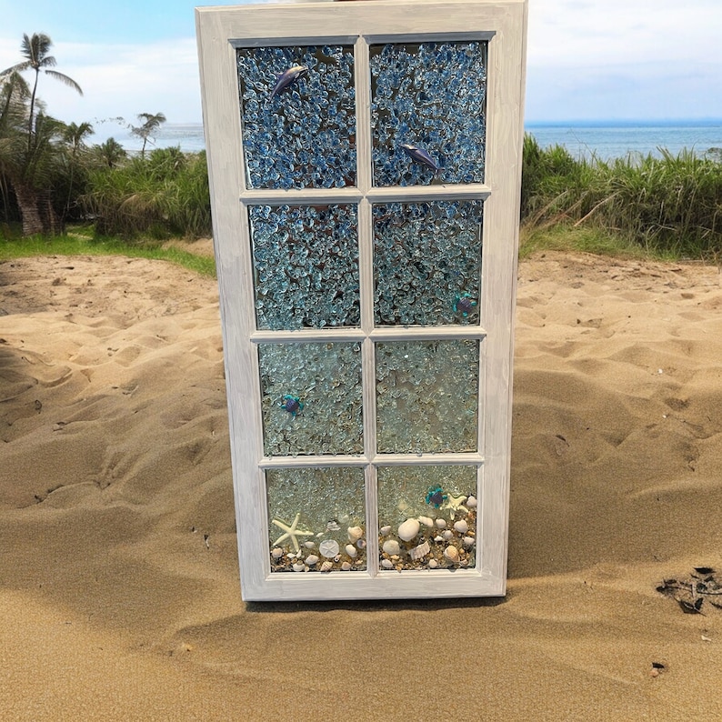Fire Glass Beach Ocean Scene Resin Wall Art - Etsy