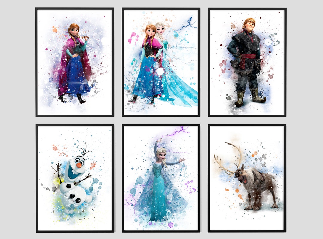 Frozen Watercolour Prints Frozen Prints Princess Elsa - Etsy UK