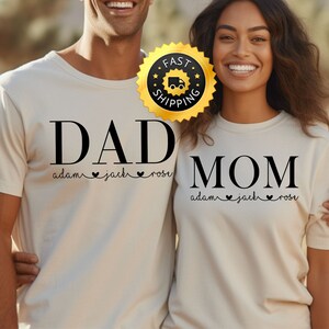Custom Mom and Dad Shirt With Kid Name, Matching Family Couple Shirt - Etsy