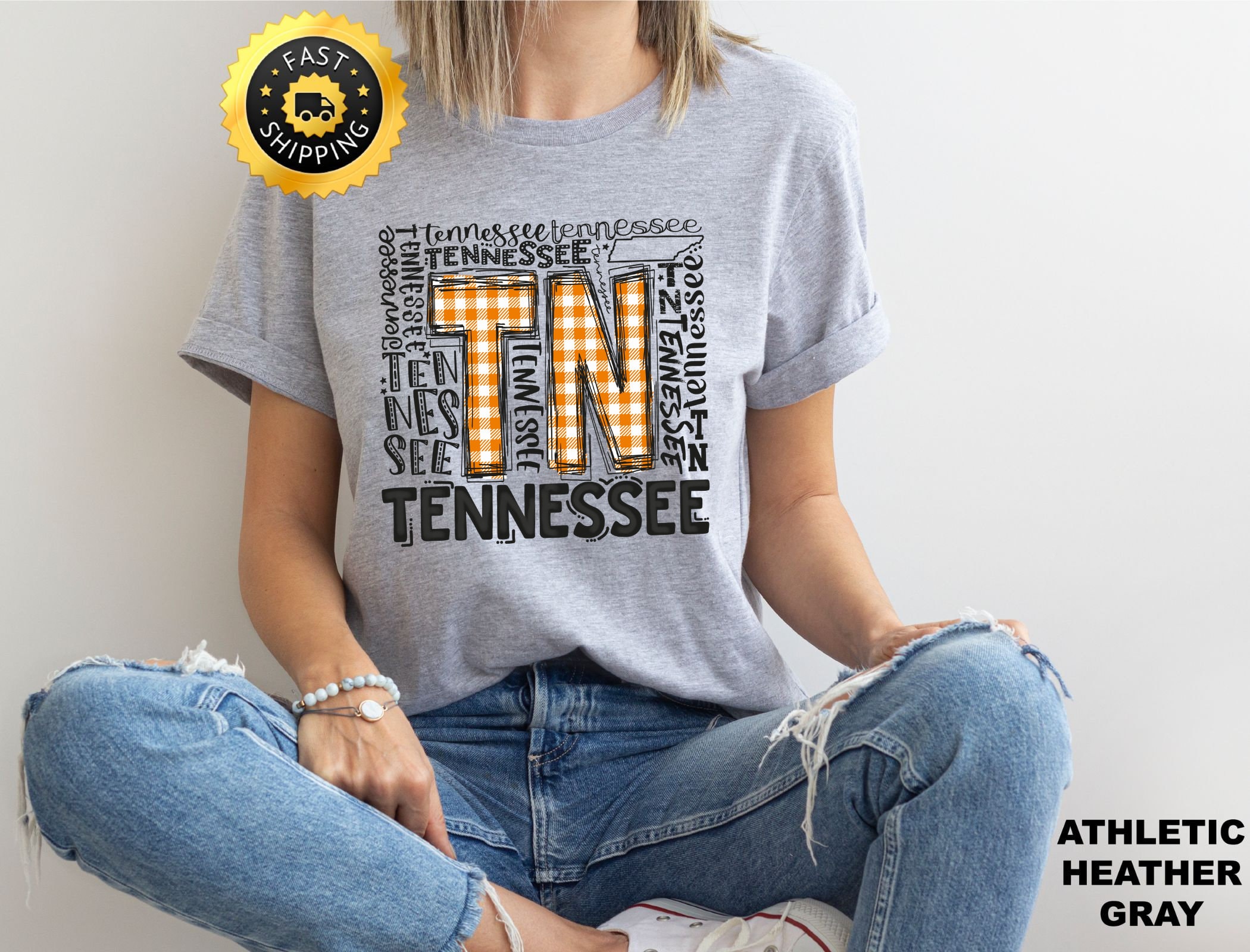Tennessee Vols Shirt, Gingham TN Design, Fan Apparel - Etsy