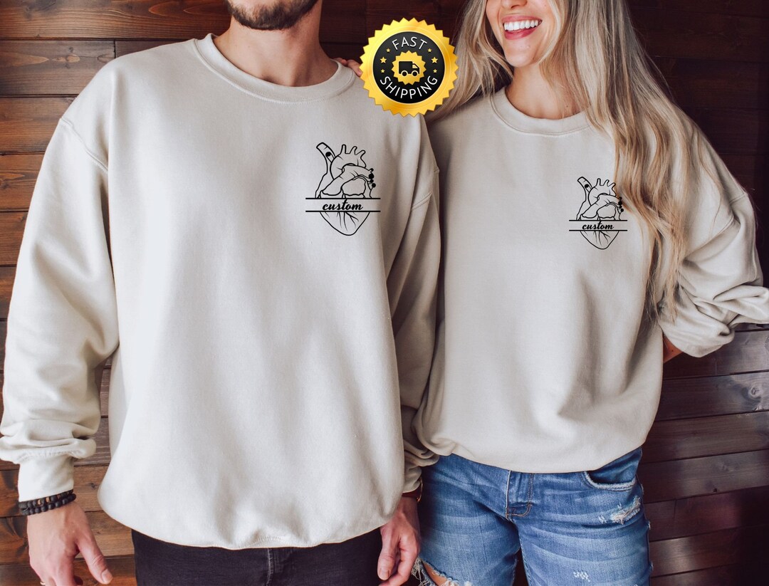 Custom Valentine Day Heart Anatomy Sweatshirt, Valentines Named Heart ...