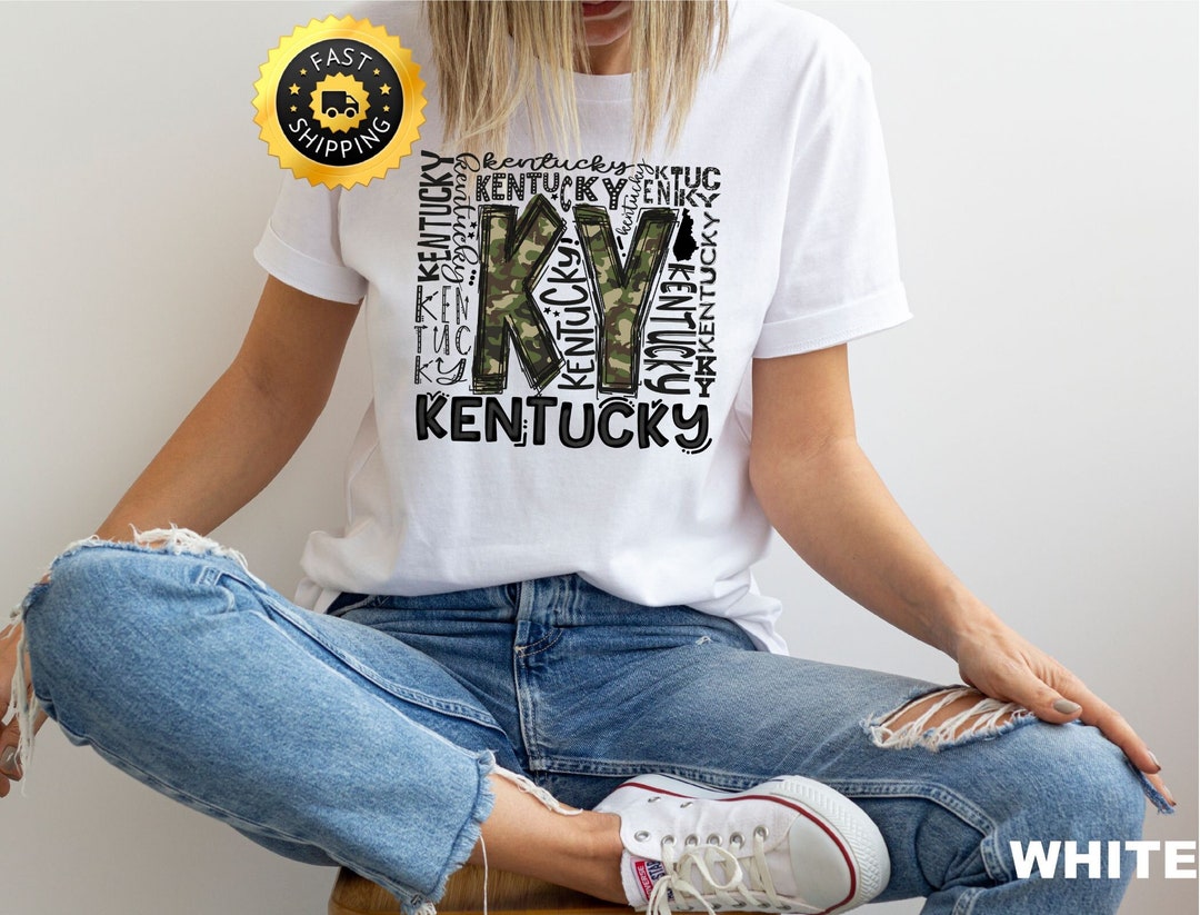Kentucky State Shirt, Military Camo Doodle Tee - Etsy