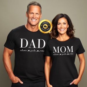 Custom Mom and Dad Shirt With Kid Name, Matching Family Couple Shirt - Etsy