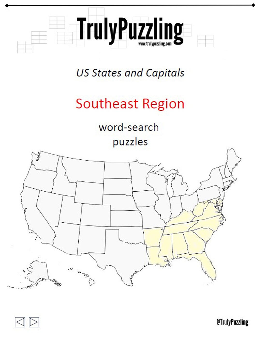 Word Search States and Capitals / Southeast US - Etsy UK