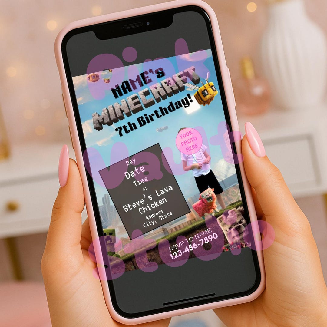 Minecraft Movie | Custom Digital Invitation | Printable Invite ...