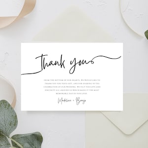 Minimalist Thank You Card Template, Modern Flat Thank You Card, Script ...