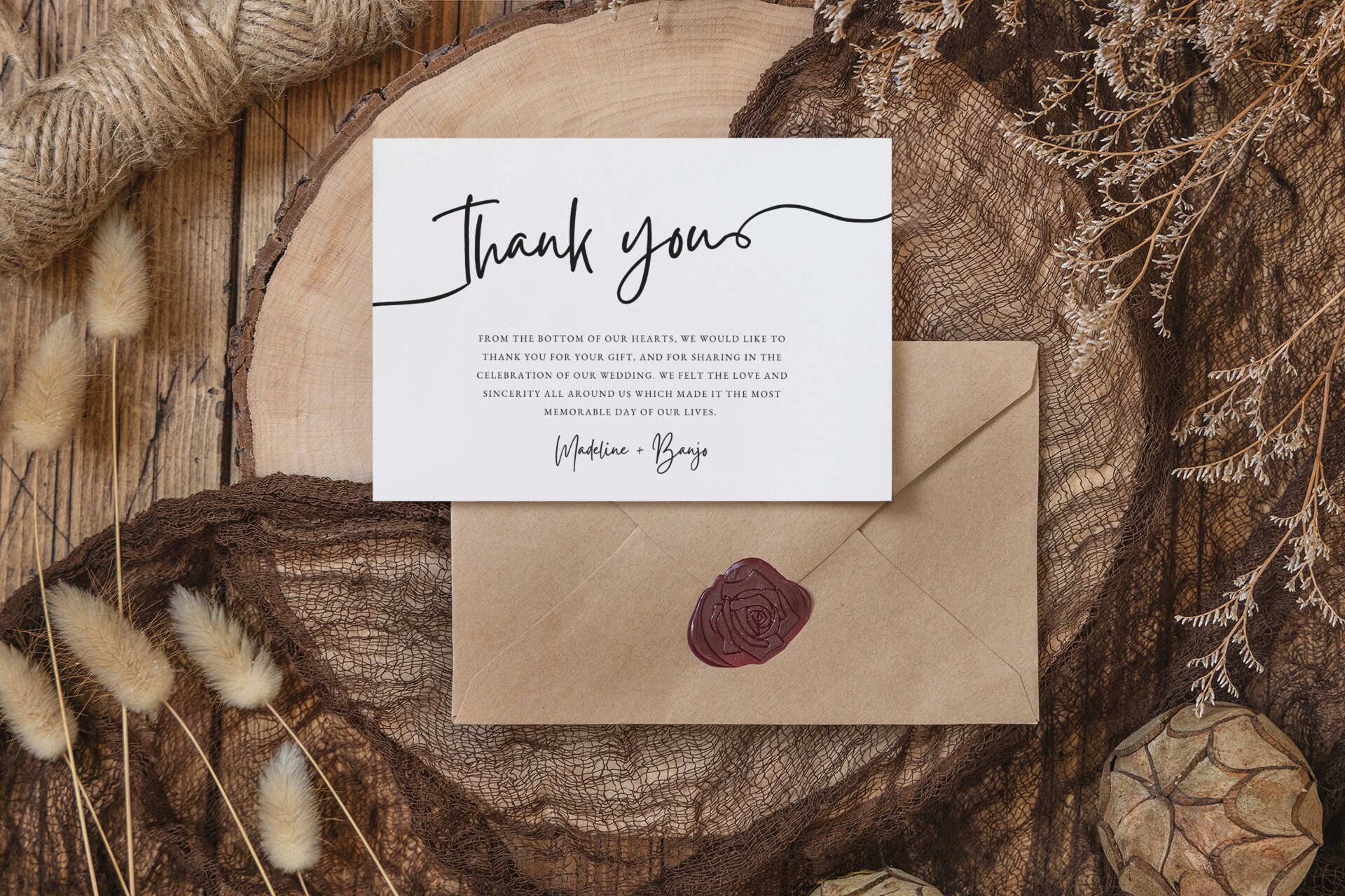 Minimalist Thank You Card Template, Modern Flat Thank You Card, Script ...