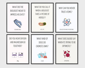 Funny Biology Posters Set of 6, Science Puns, Science Classroom Decor ...