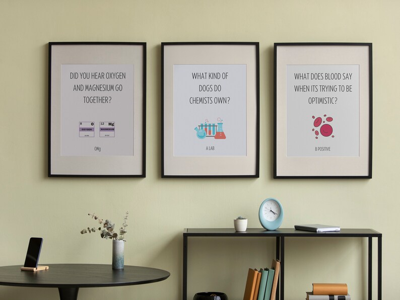 Funny Science Posters Puns Set of 6, Science Classroom Decor, Science ...