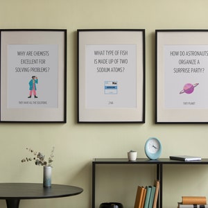 Funny Science Posters Puns Set of 3, Science Classroom Decor, Science ...