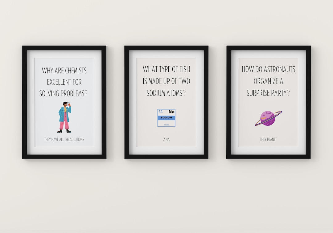 Funny Science Posters Puns Set of 3, Science Classroom Decor, Science ...
