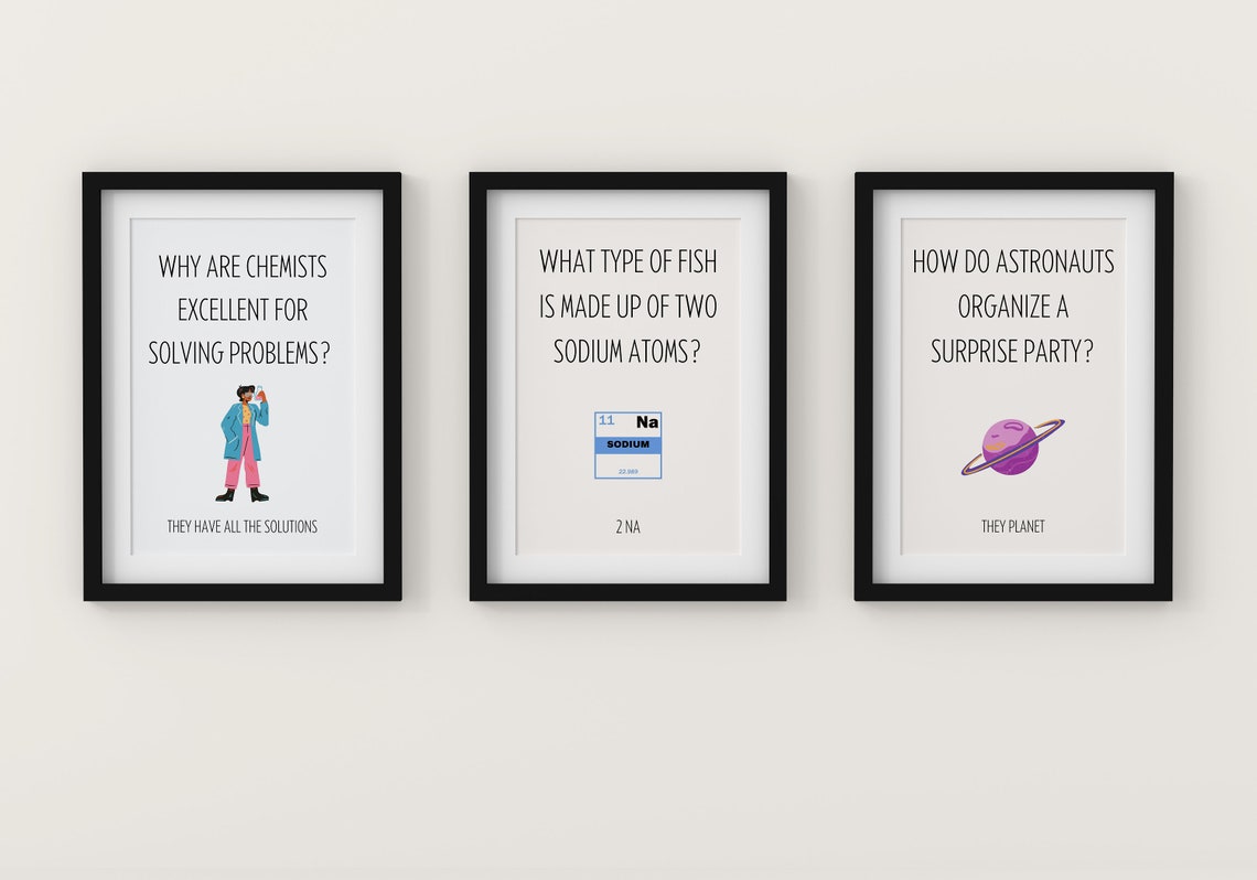Funny Science Posters Puns Set of 3, Science Classroom Decor, Science ...