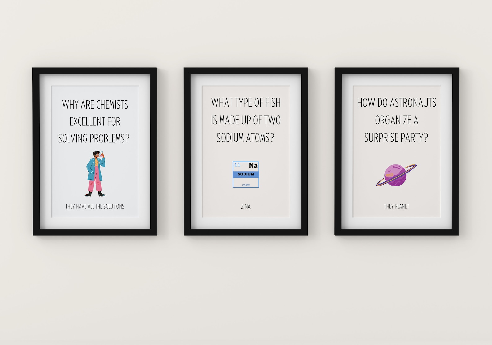 Funny Science Posters Puns Set of 3, Science Classroom Decor, Science ...