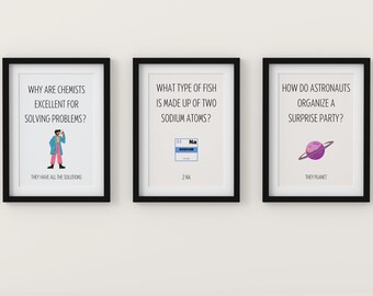 Funny Biology Posters Set of 6, Science Puns, Science Classroom Decor ...