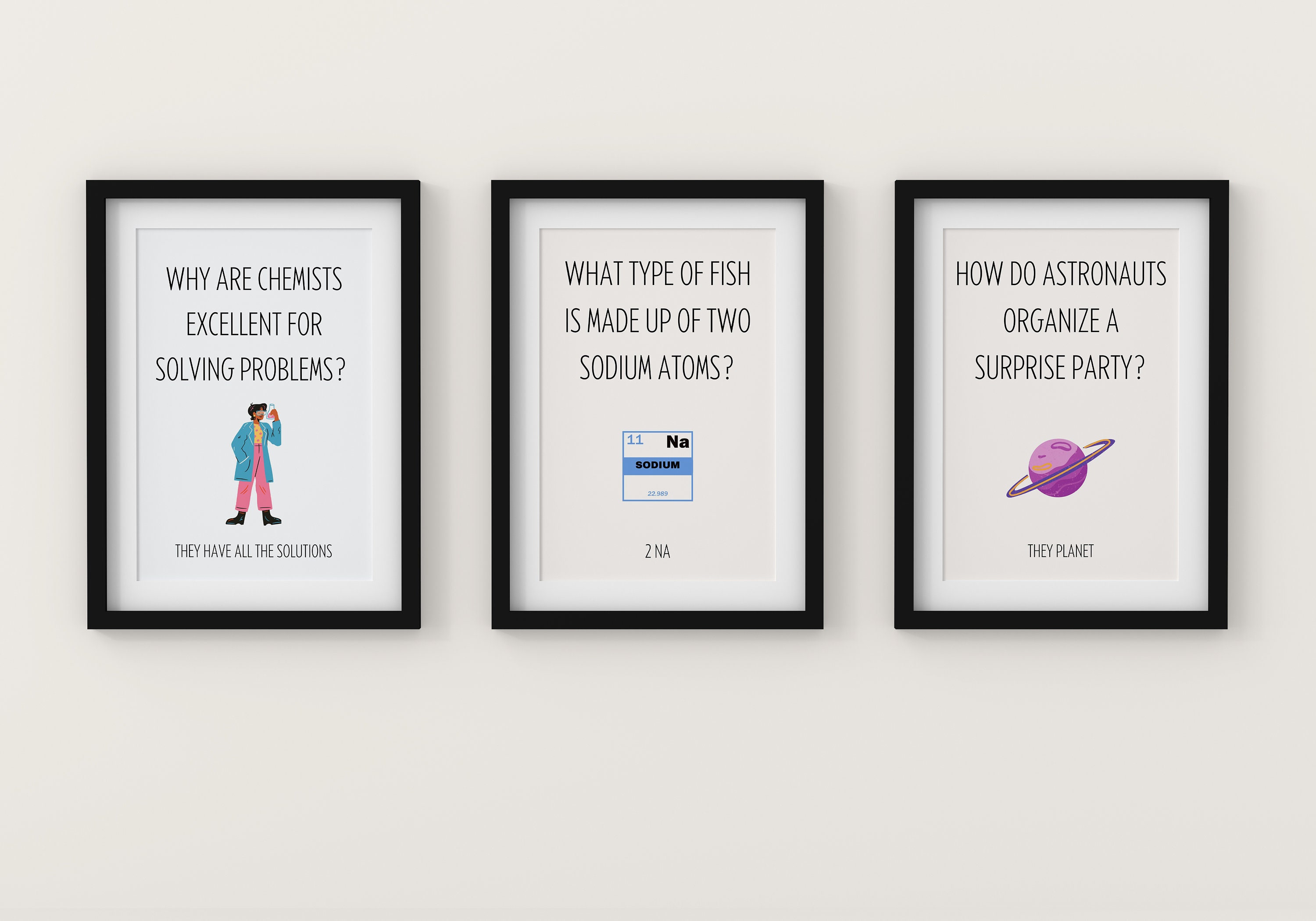 Funny Science Posters Puns Set of 3, Science Classroom Decor, Science ...