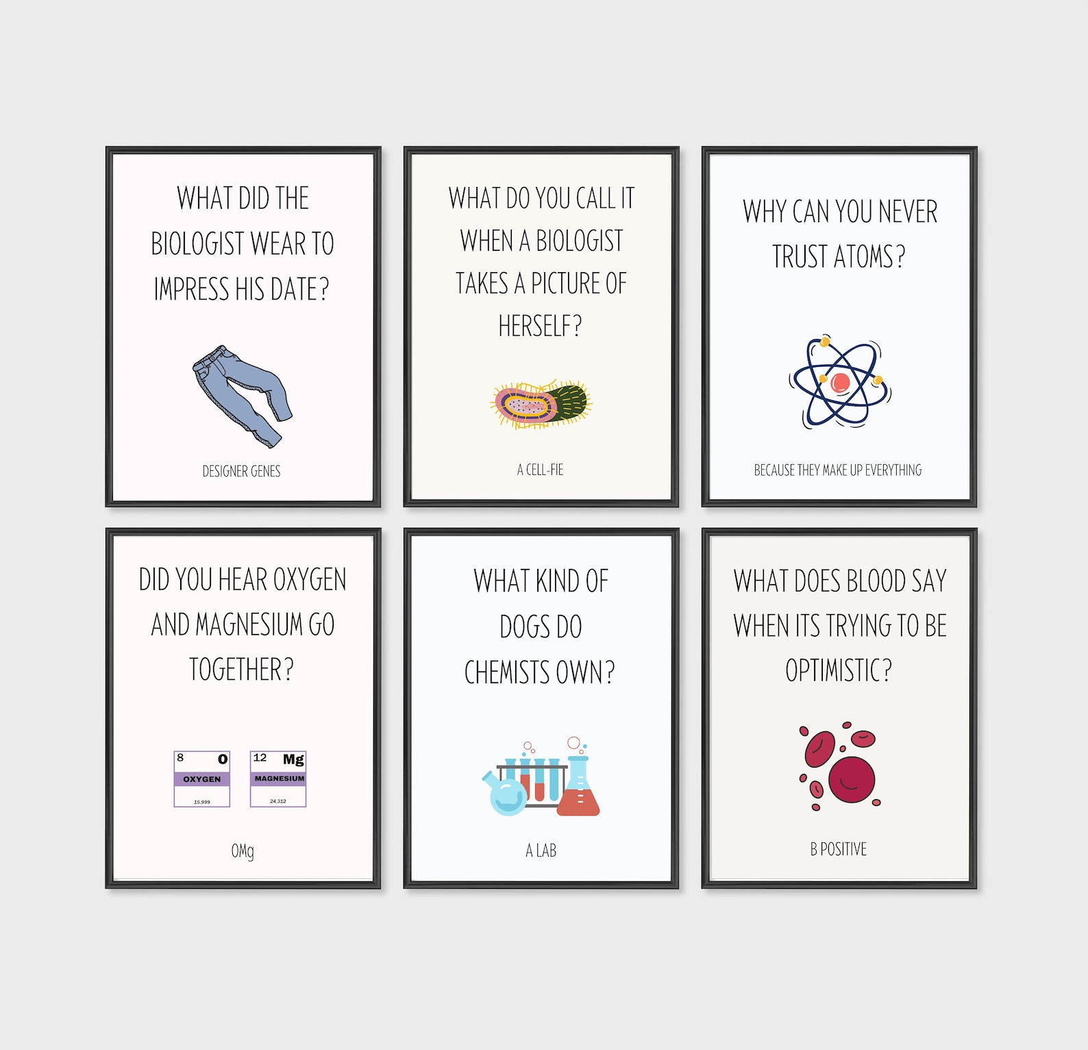 Funny Science Posters Puns Set of 6, Science Classroom Decor, Science ...