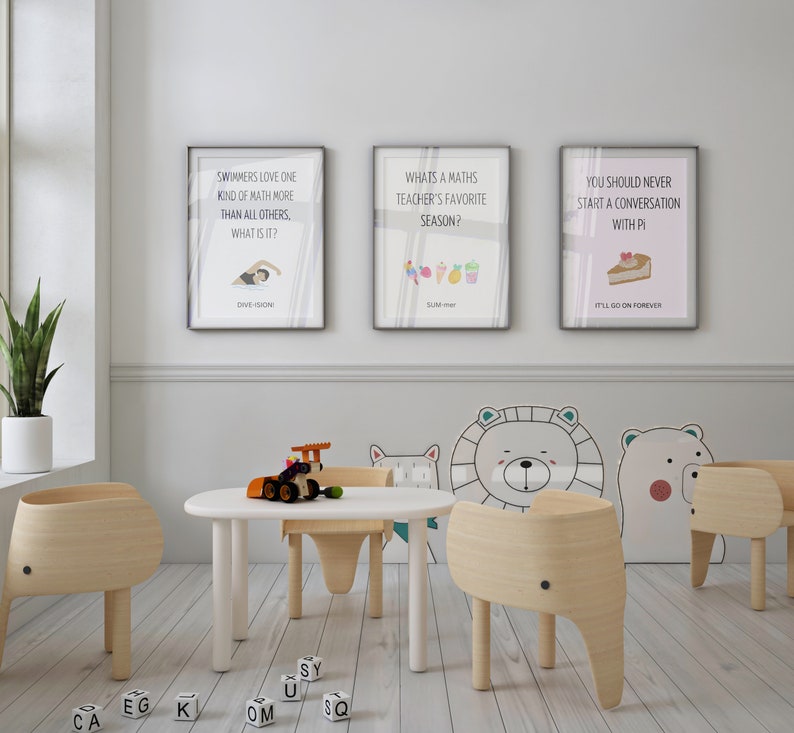 Funny Math Posters Puns Set of 9, Maths Classroom Decor, Maths Teacher ...