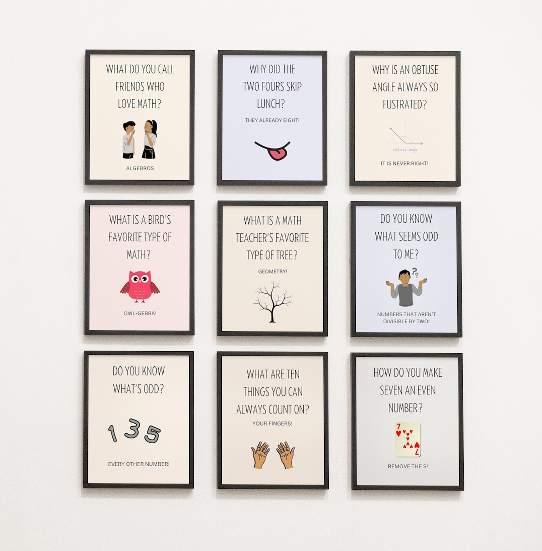 Funny Math Posters Set of 9, Math Classroom Decor, Math Teacher Gift ...