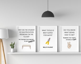 Set of 9 Funny Math Classroom Posters, Math Posters, Classroom ...