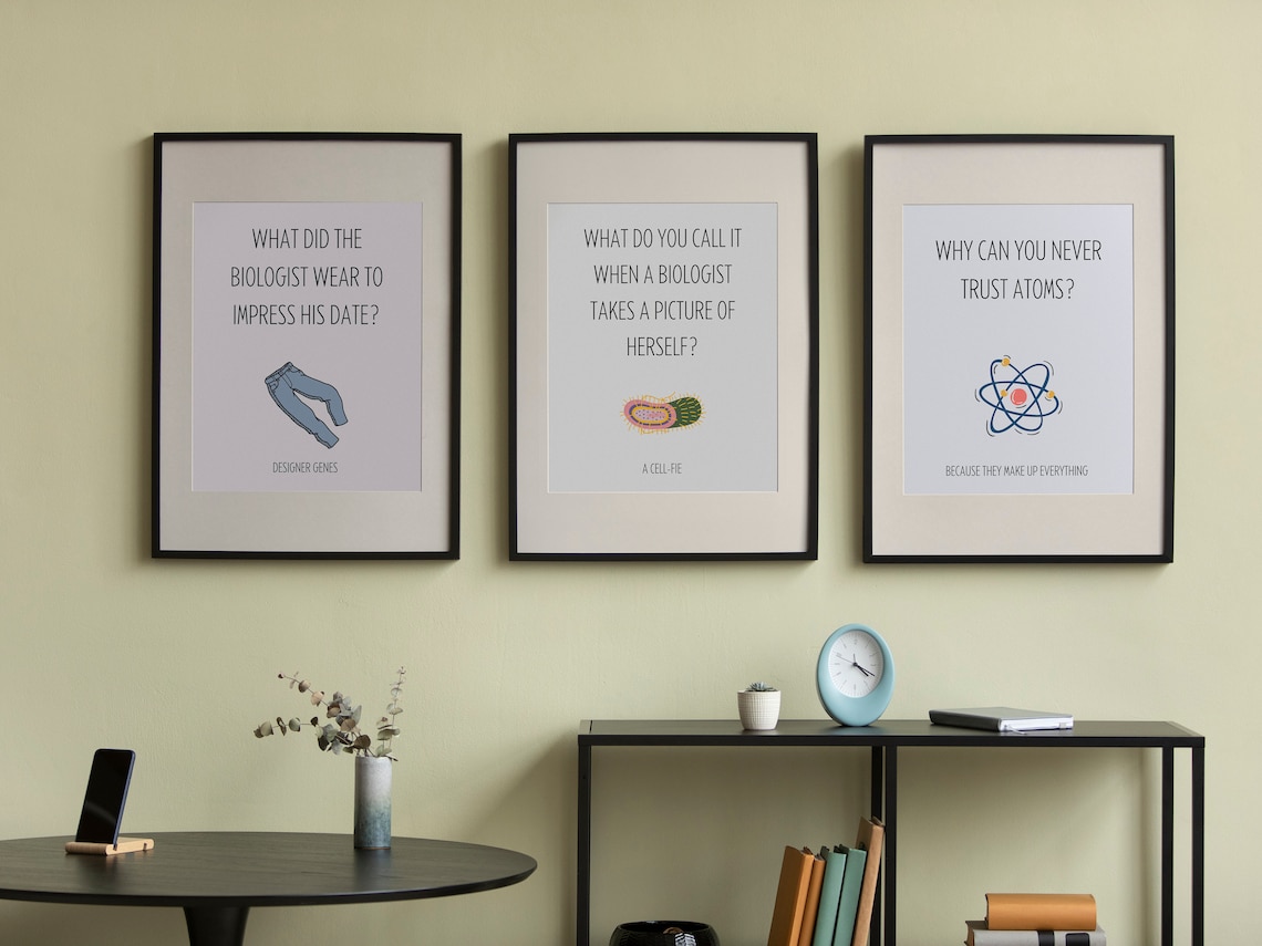 Funny Science Posters Puns Set of 6, Science Classroom Decor, Science ...