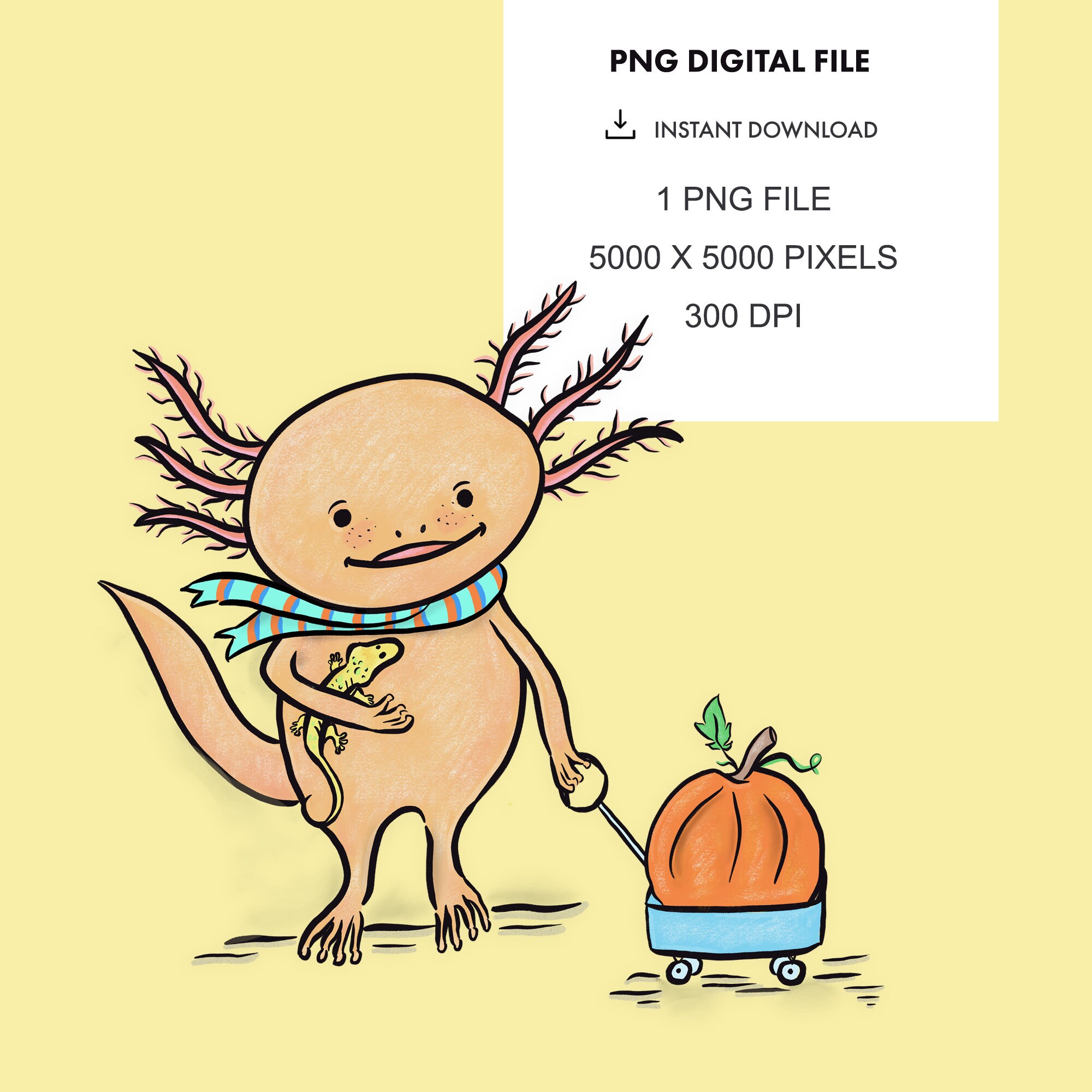 Axolotl and Pumpkin, Cute Axolotl Design, Fall Axolotl, Artist PNG ...