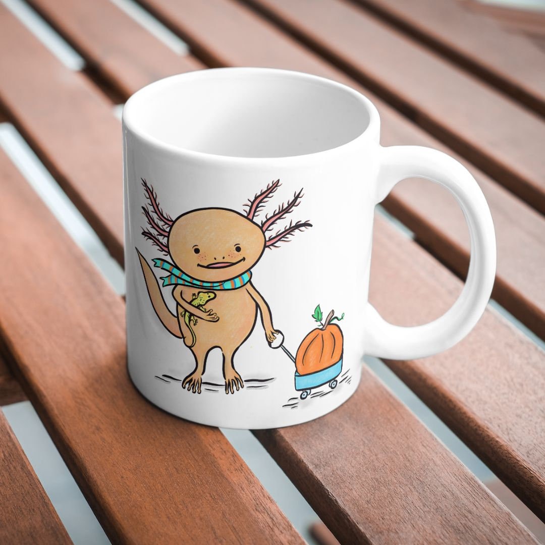 Axolotl and Pumpkin, Cute Axolotl Design, Fall Axolotl, Artist PNG ...