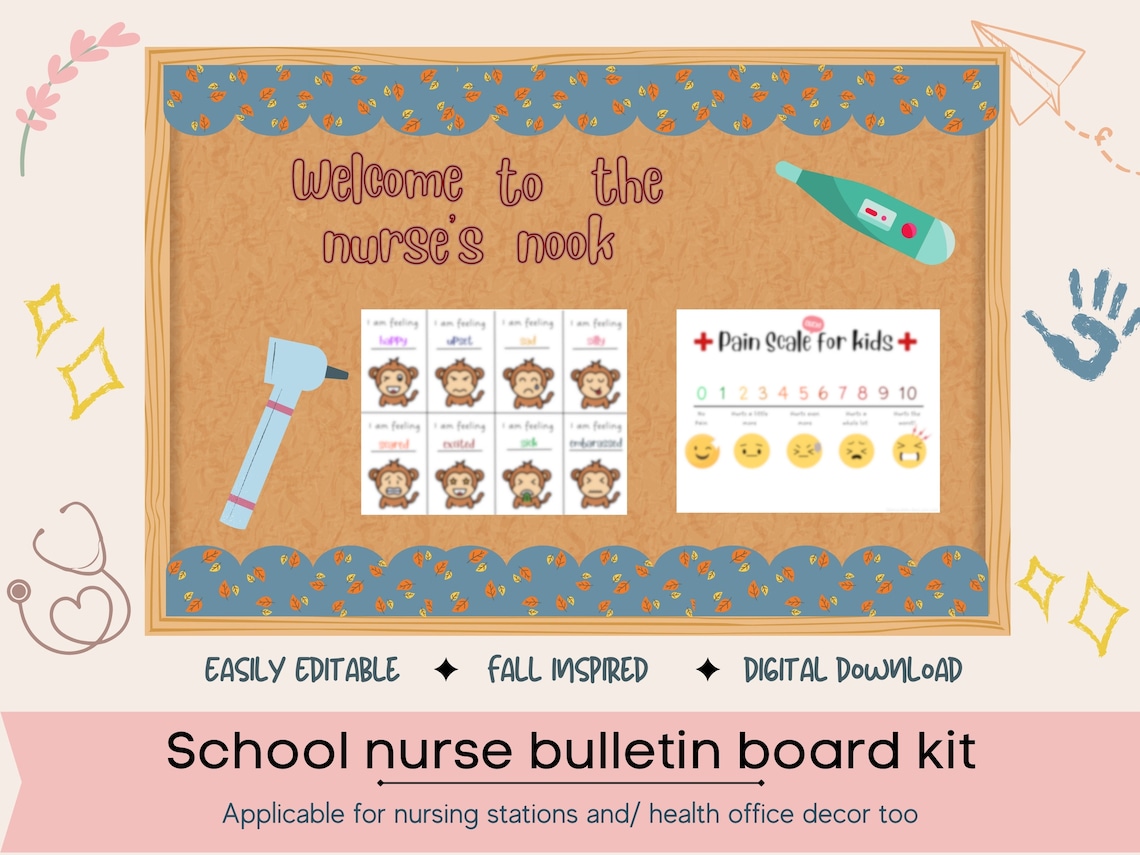School Nurse Printable Bulletin Board Kit, Editable Bulletin Board ...