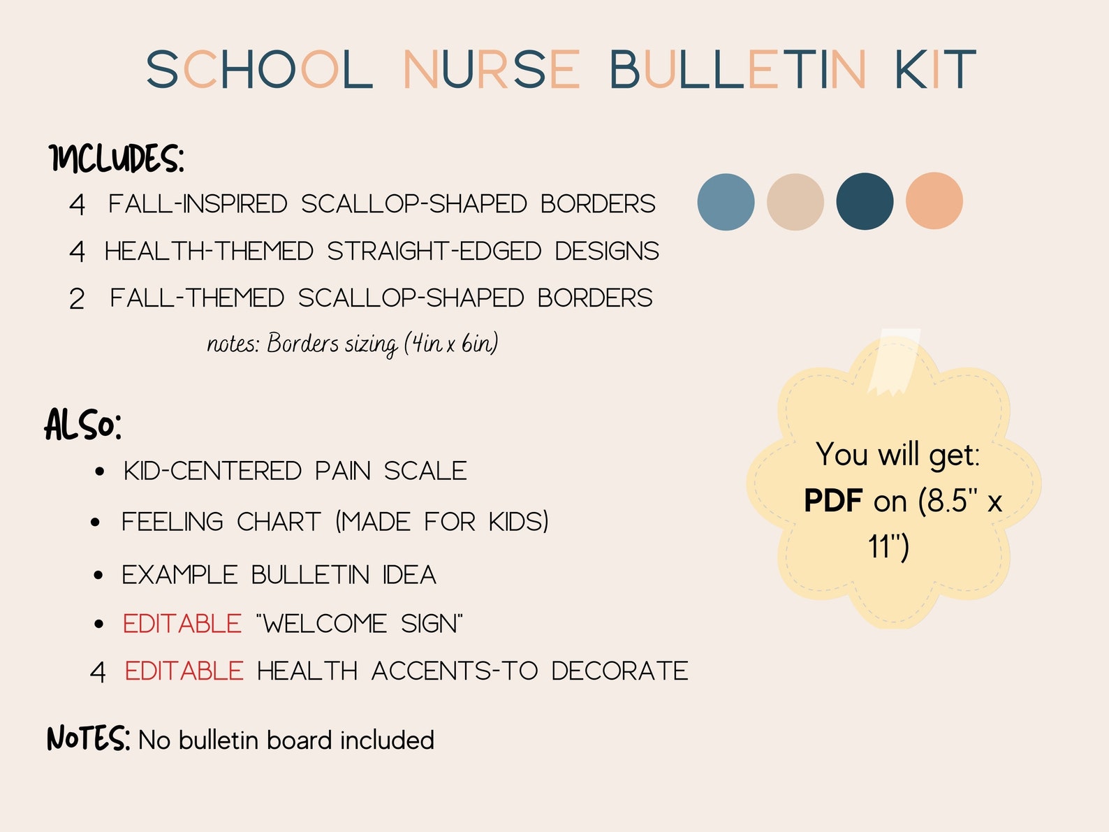 School Nurse Printable Bulletin Board Kit, Editable Bulletin Board ...